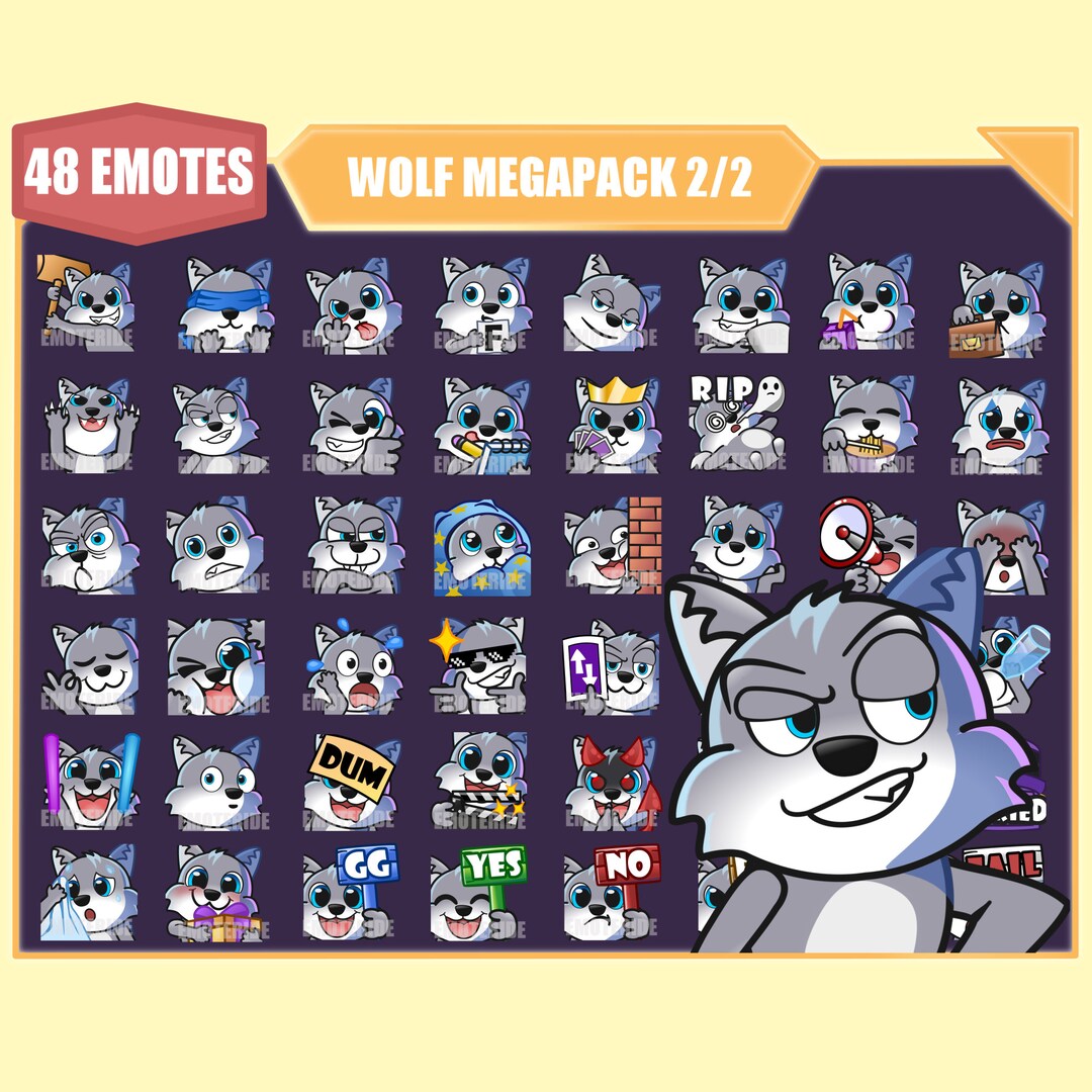 GRAY WOLF Emote Bundle 2 for Twitch | Kick | Youtube Emotes | Discord ...