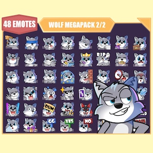 GRAY WOLF Emote Bundle 2 for Twitch | Kick | Youtube Emotes | Discord ...