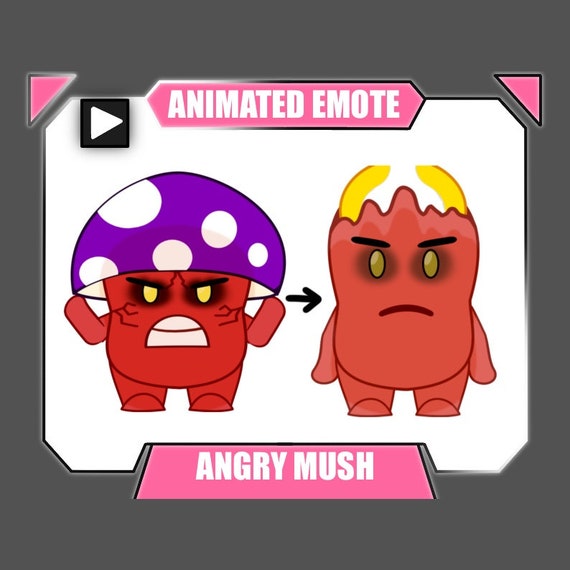 Animated Mushroom Angry Emote Mushroom Raging Emote Head - Etsy