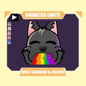 ANIMATED Wolf Puking Rainbow Emote for Twitch Discord Youtube Streaming ...