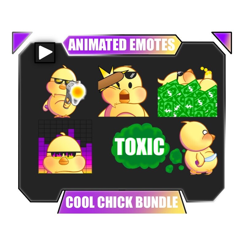 ANIMATED EMOTE BUNDLE Cool Chick Duck Emotes for Twitch - Etsy