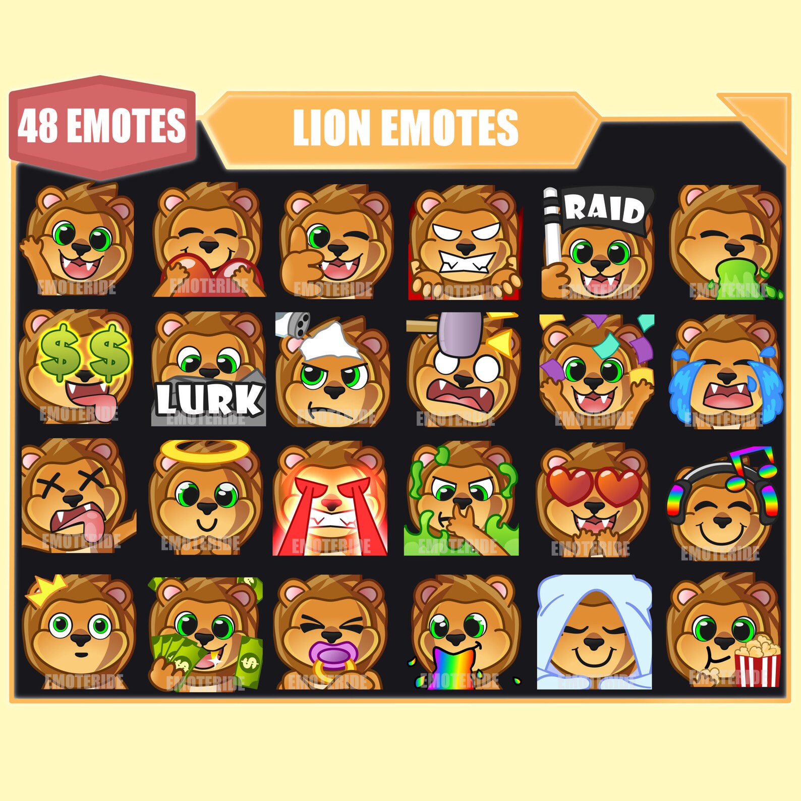 LION Emote Bundle for Twitch | Youtube Emotes | Discord Emotes ...