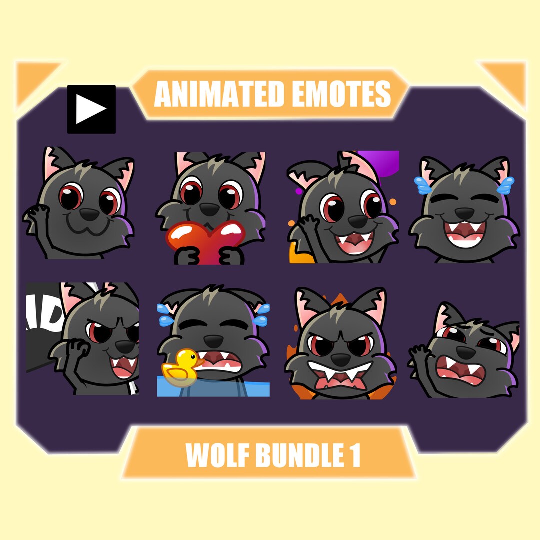 BLACK WOLF ANIMATED Emote Pack for Twitch | Youtube Emotes | Discord ...