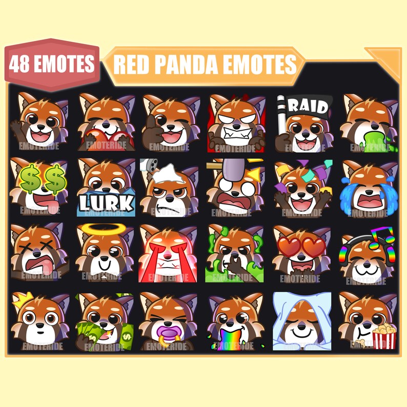 RED PANDA Emote Bundle for Twitch | Youtube Emotes | Discord Emotes ...