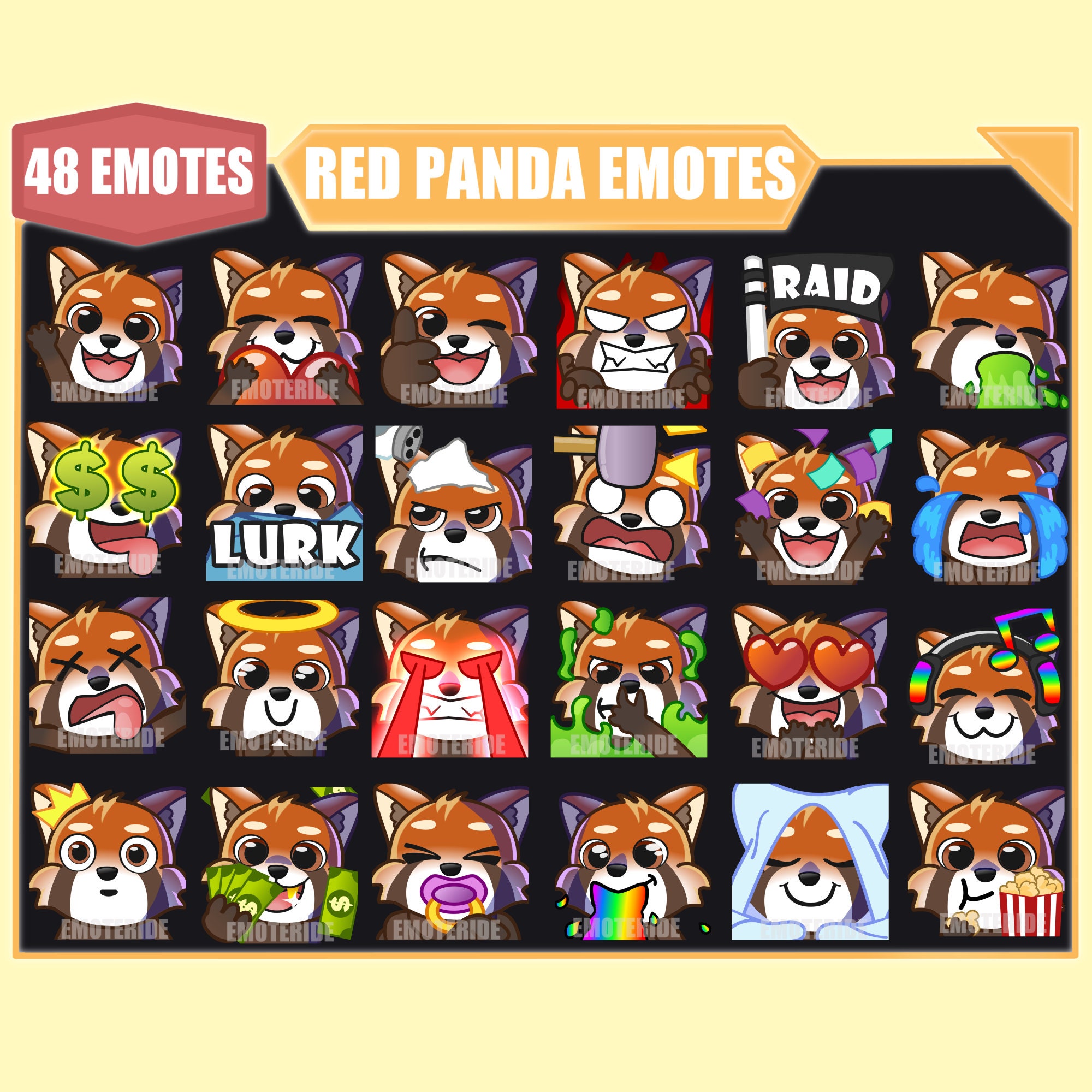 RED PANDA Emote Bundle for Twitch Youtube Emotes Discord Emotes ...