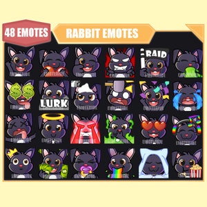 BLACK RABBIT BUNNY Emote Bundle for Twitch | Youtube Emotes | Discord ...