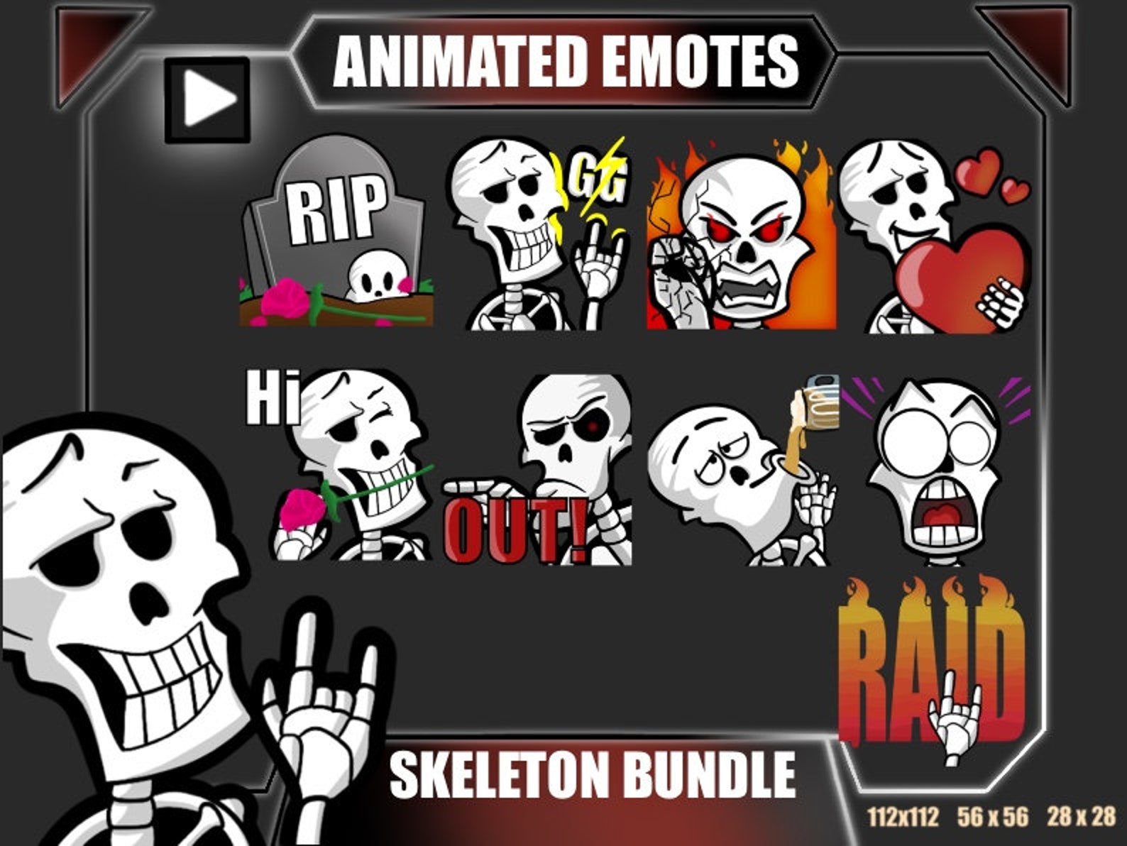 ANIMATED EMOTE SKELETON Bundle Animated Twitch Emotes - Etsy