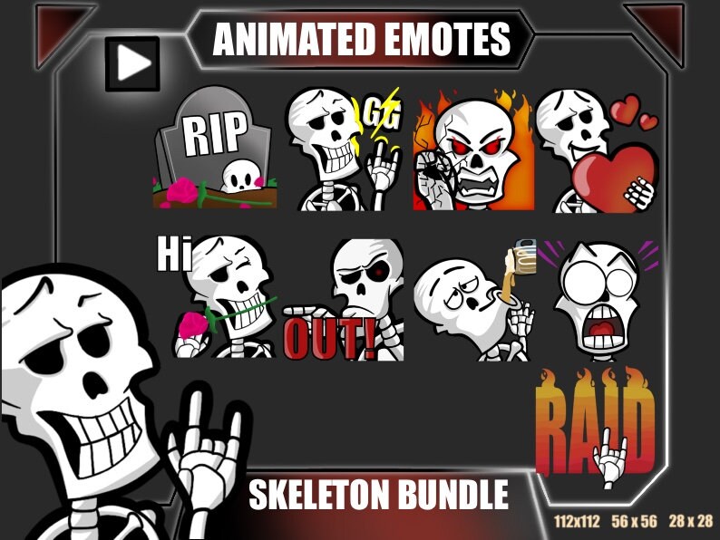 ANIMATED EMOTE SKELETON Bundle Animated Twitch Emotes | Etsy