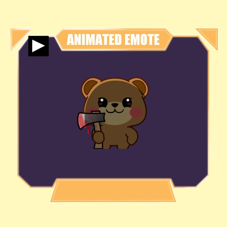 ANIMATED Cute Bear With Axe Emote for Twitch Kick Discord Youtube ...