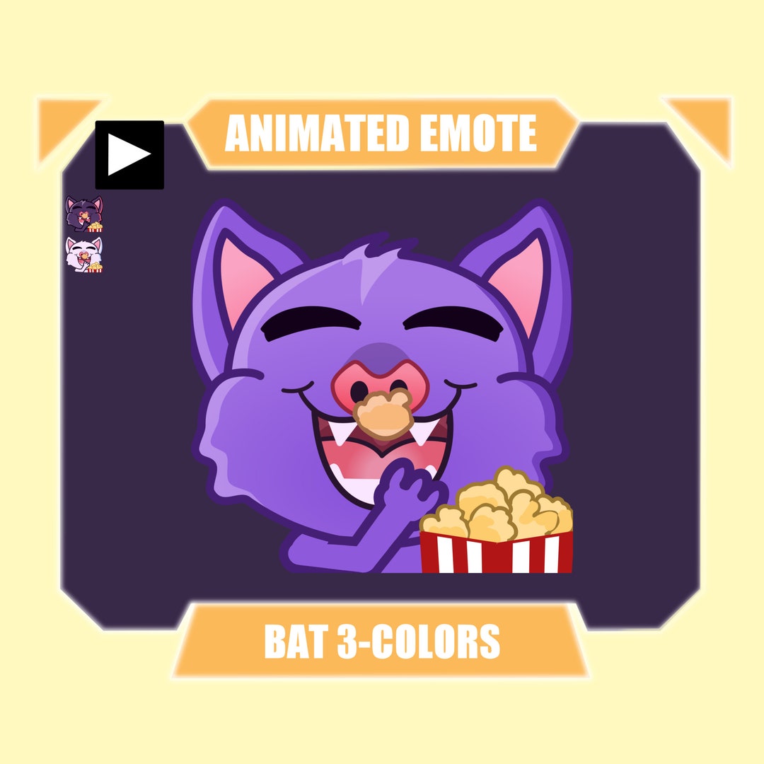 ANIMATED Bat Eating Popcorn Halloween Emote for Twitch Kick Discord ...