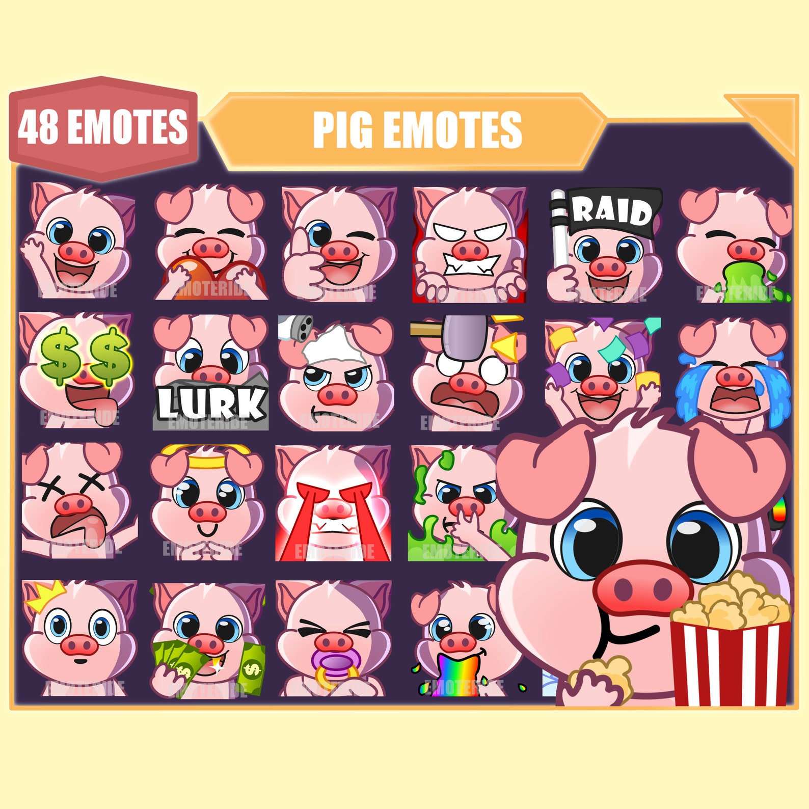 PINK PIG Emote Bundle for Twitch | Youtube Emotes | Discord Emotes ...