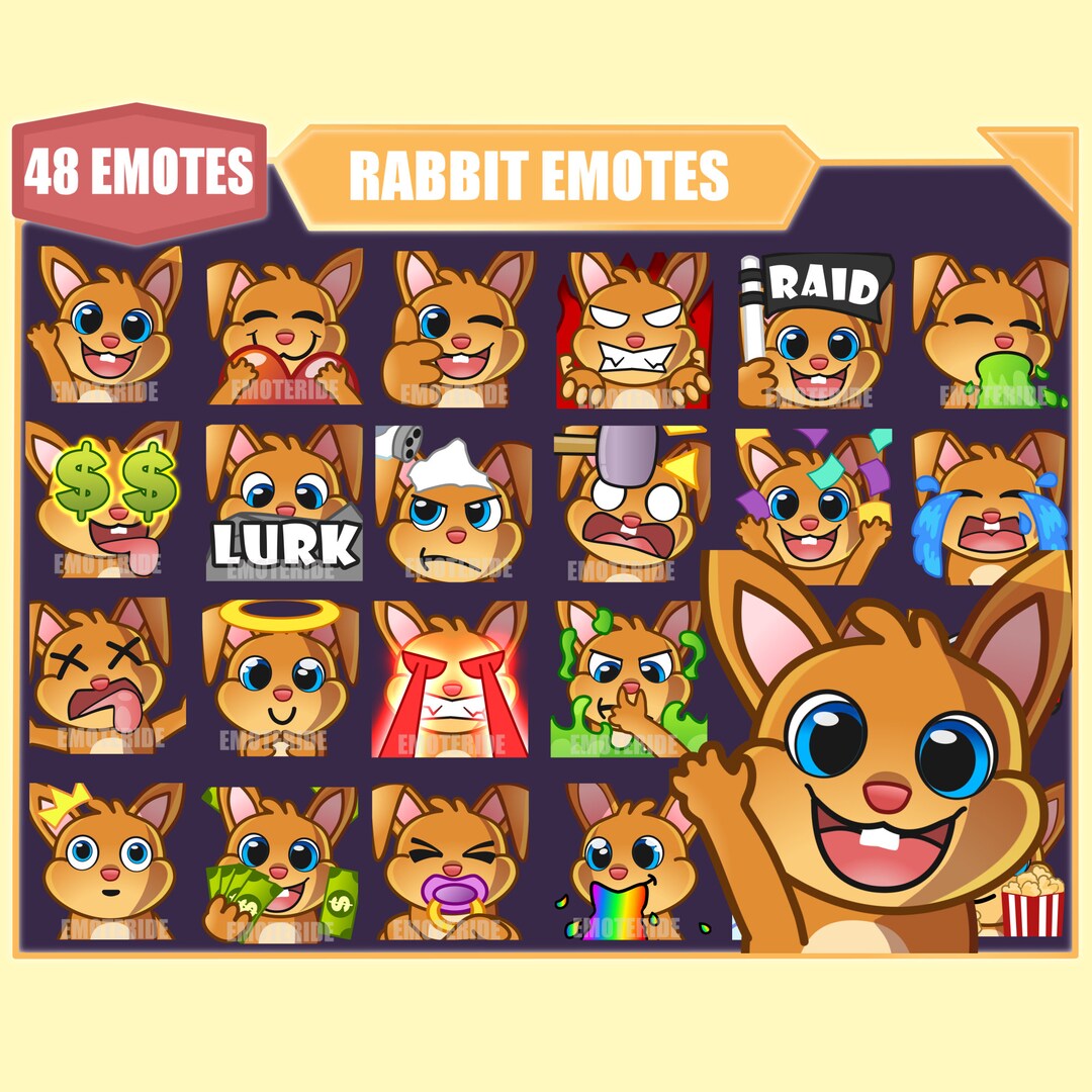 GINGER ORANGE RABBIT Bunny Emote Bundle for Twitch | Youtube Emotes ...