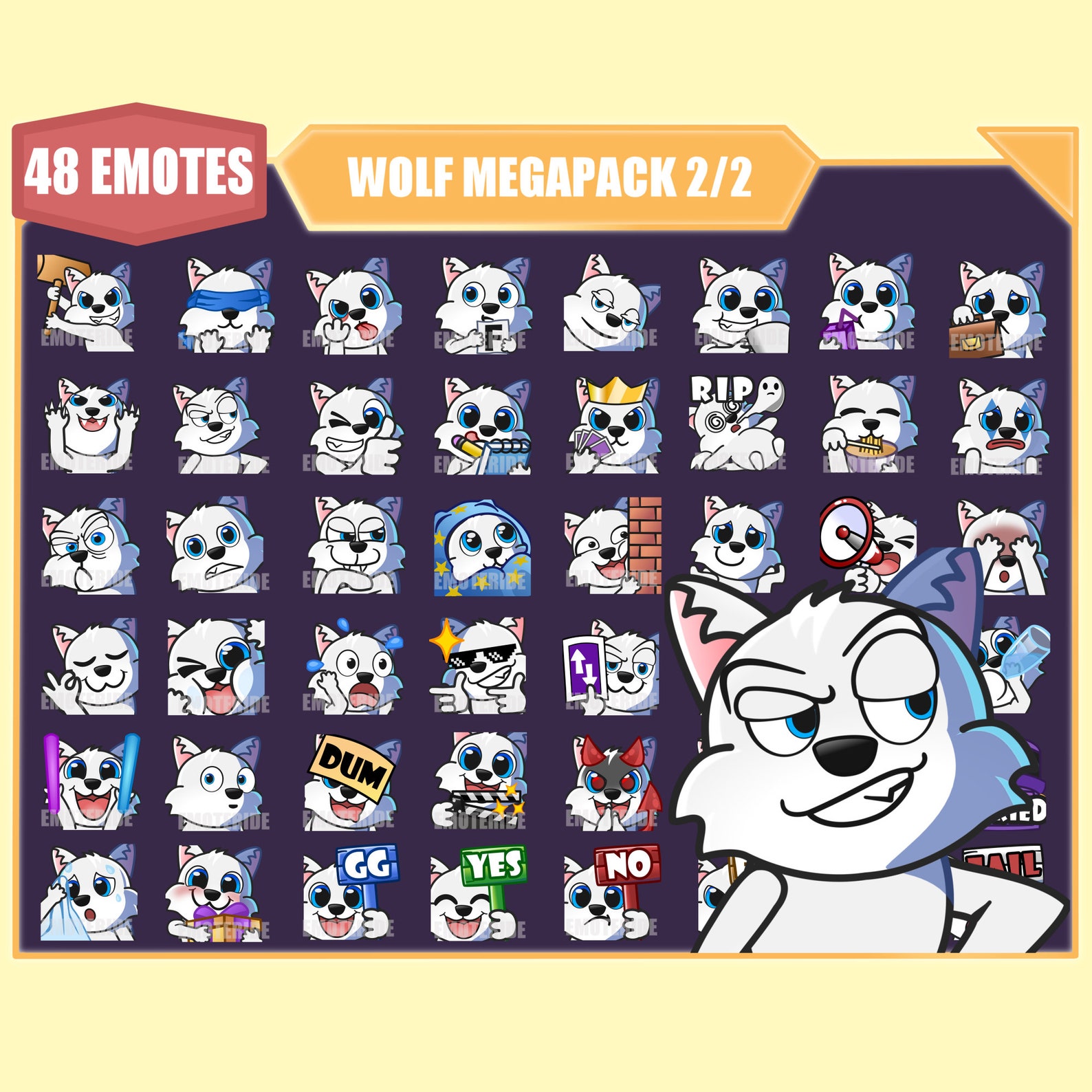 WHITE WOLF Emote Bundle 2 for Twitch Youtube Emotes Discord Emotes ...