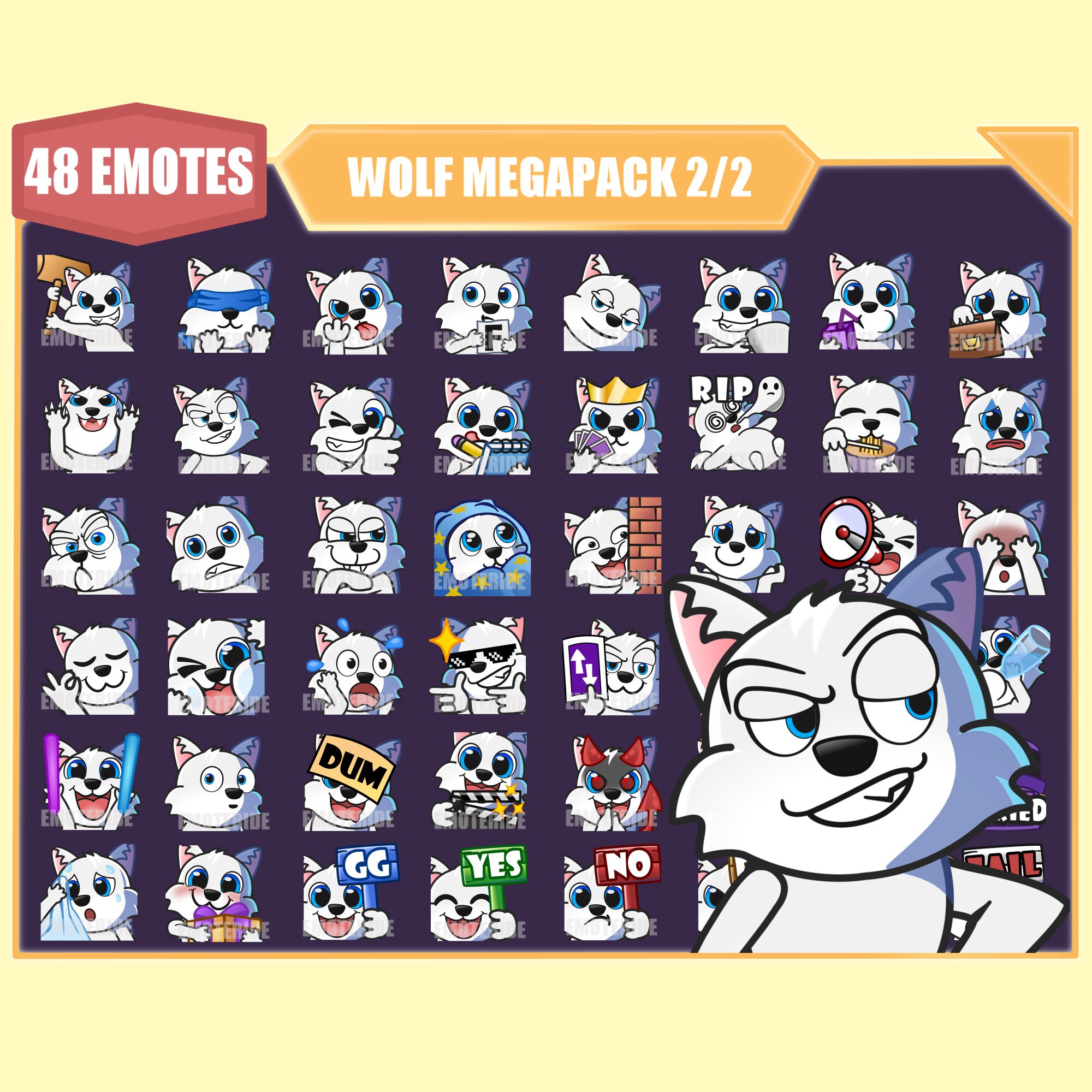 WHITE WOLF Emote Bundle 2 for Twitch Youtube Emotes Discord Emotes ...