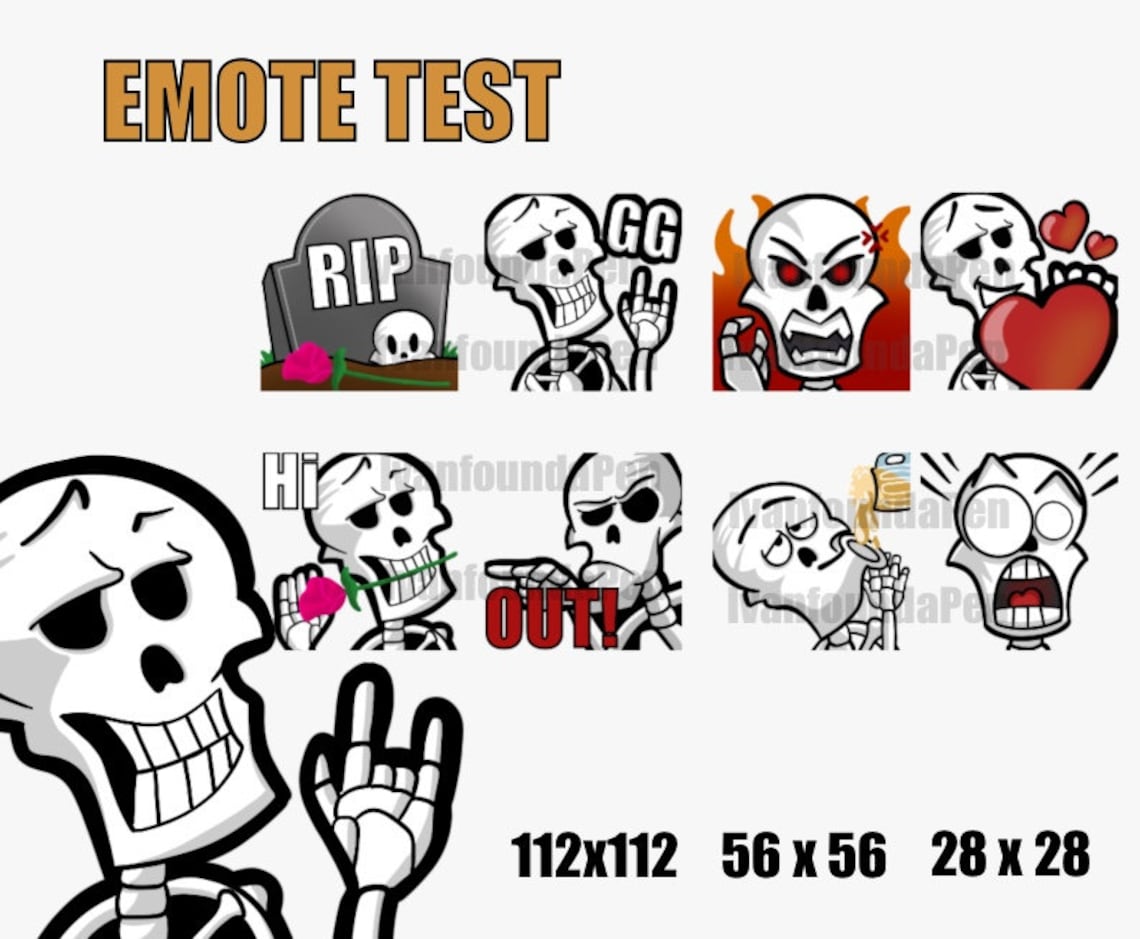 Skeleton Twitch Emote Bundle Youtube Emote Discord Emote Streamer Emote ...