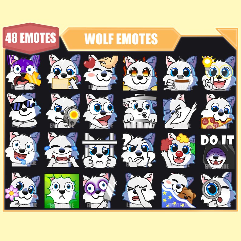 WHITE WOLF Emote Bundle for Twitch Youtube Emotes Discord - Etsy