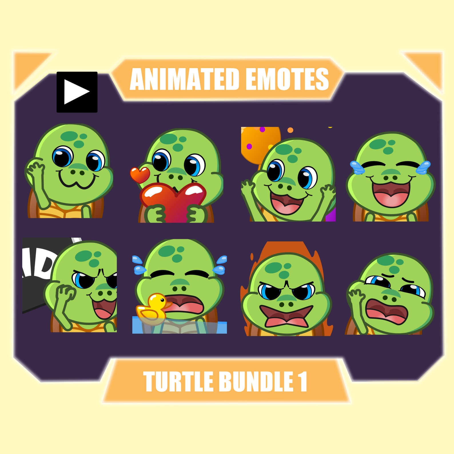 TURTLE ANIMATED Emote Pack for Twitch Youtube Emotes Discord Emotes ...