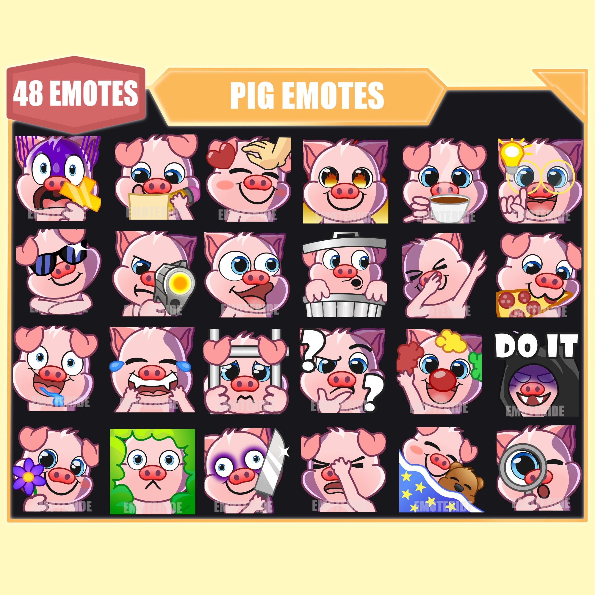 PINK PIG Emote Bundle for Twitch | Youtube Emotes | Discord Emotes ...