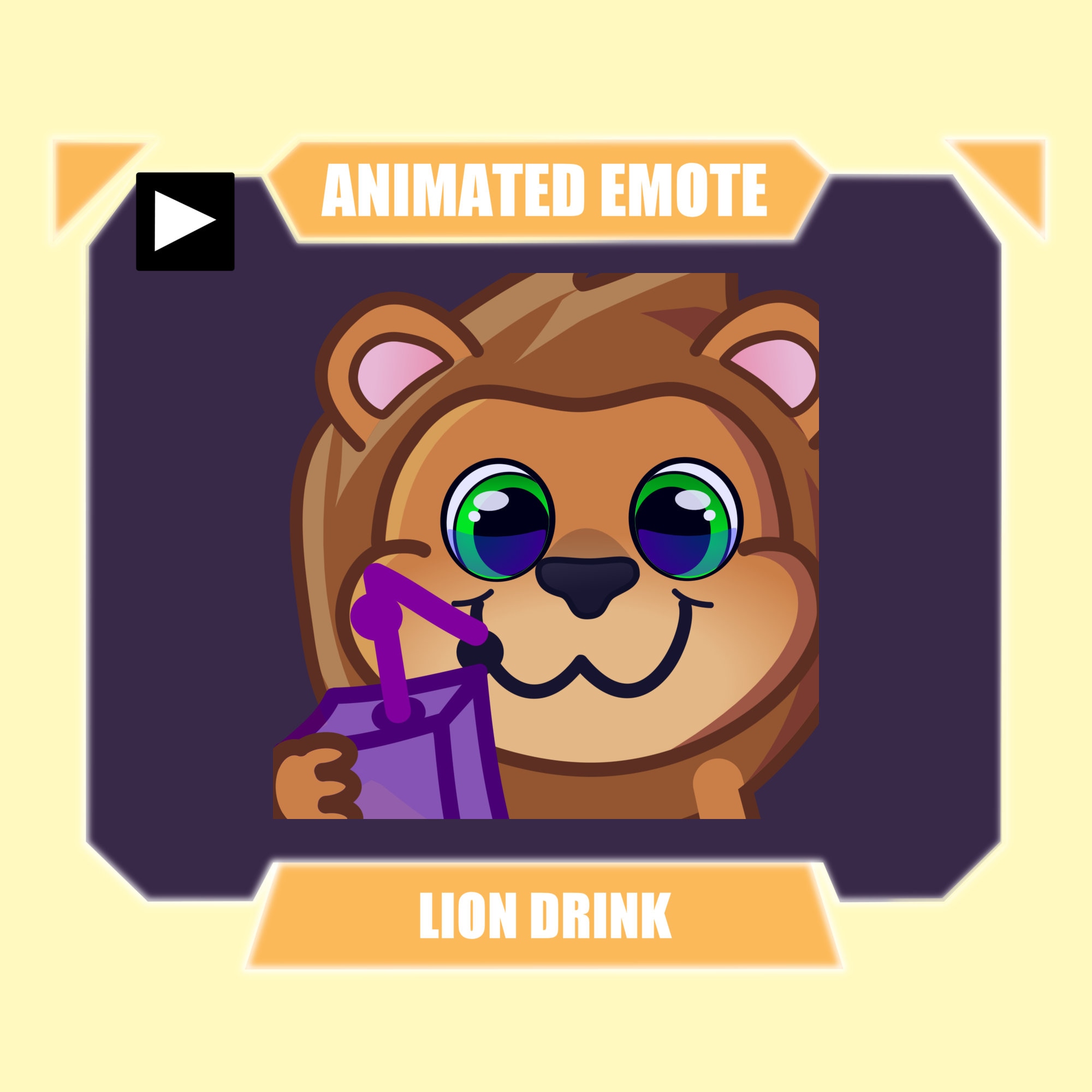 ANIMATED Lion Drink Emote for Twitch Discord Youtube Stream | Lion ...