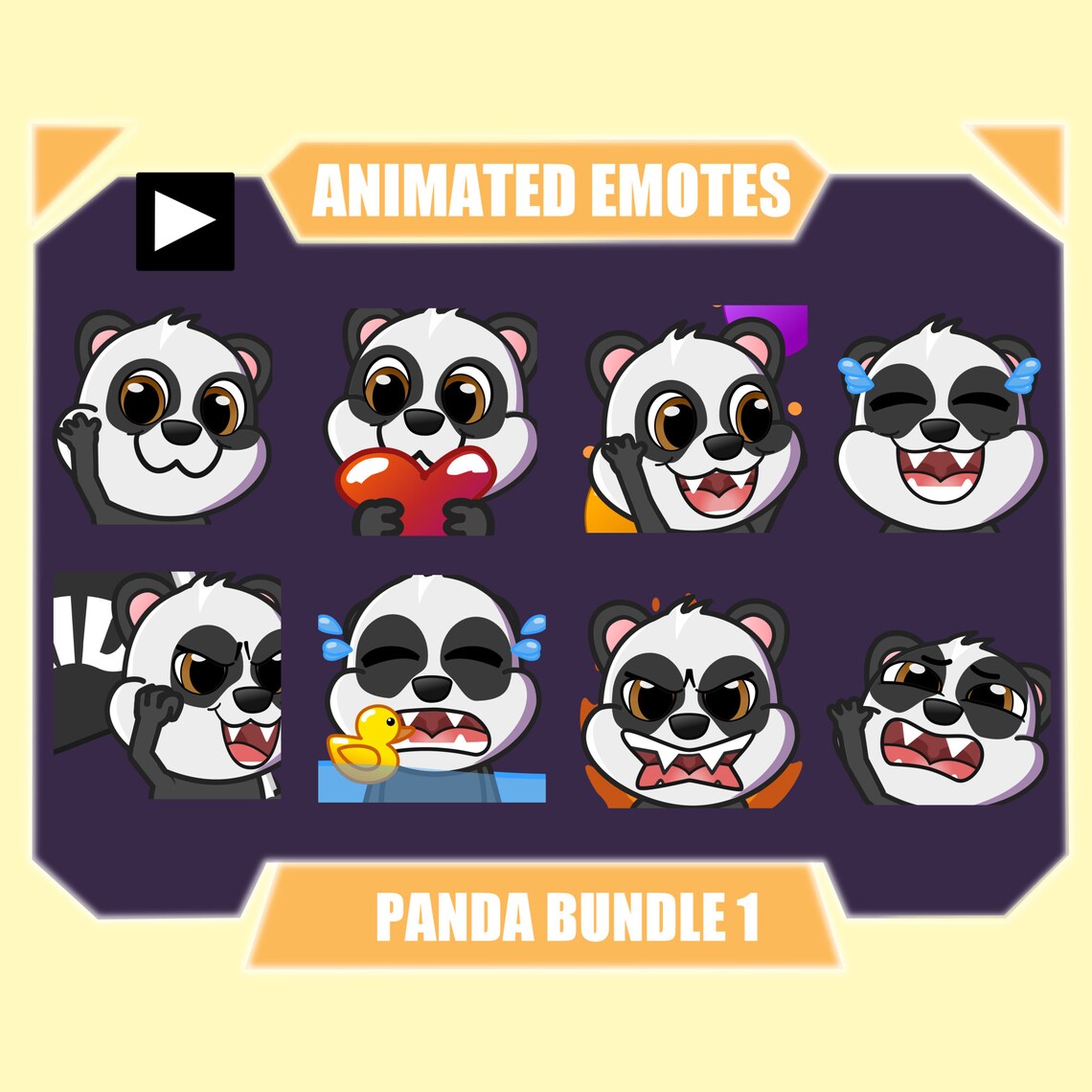 PANDA ANIMATED Emote Pack for Twitch | Youtube Emotes | Discord Emotes ...