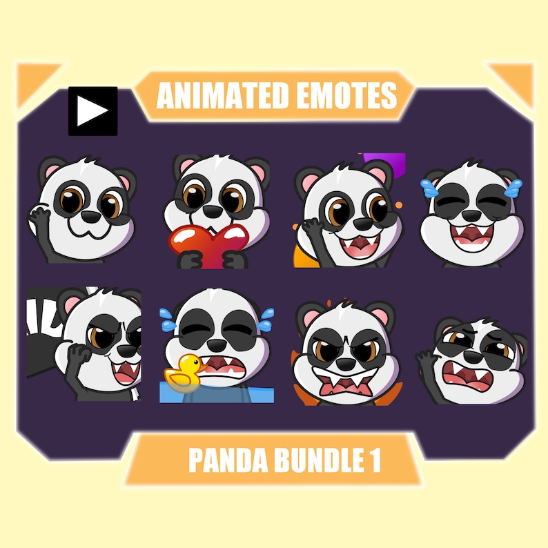 PANDA ANIMATED Emote Pack for Twitch | Youtube Emotes | Discord Emotes ...