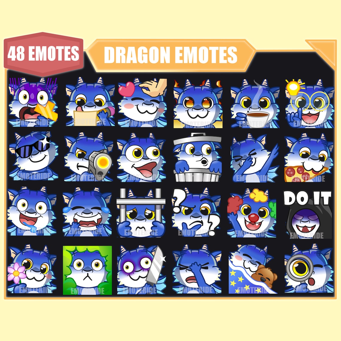 BLUE DRAGON Emote Bundle for Twitch Youtube Emotes Discord Emotes ...
