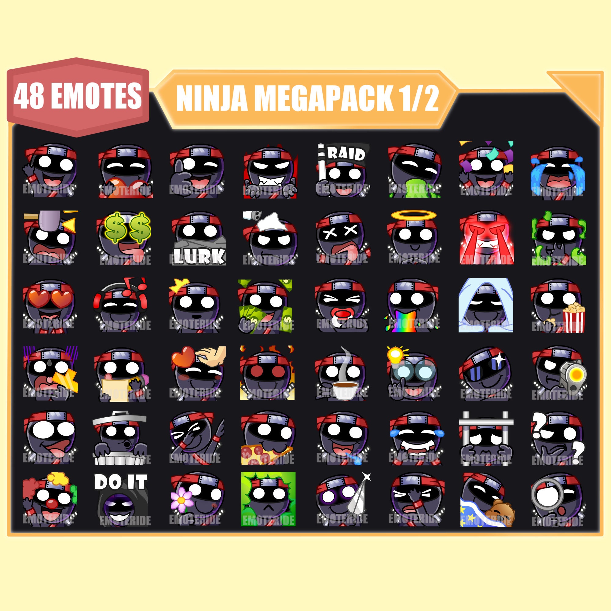 Black Ninja Emote Bundle for Twitch Youtube Emotes Discord Emotes ...