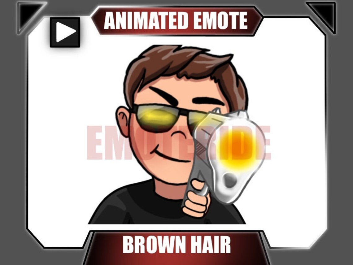 Animated Twitch Emote Cool Guy With Gun Brown Hair Shooter | Etsy