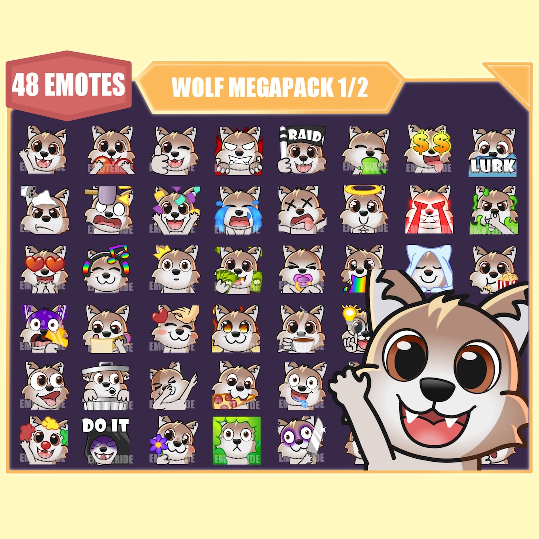 WHITE-BROWN WOLF Emote Bundle for Twitch | Youtube Emotes | Discord ...
