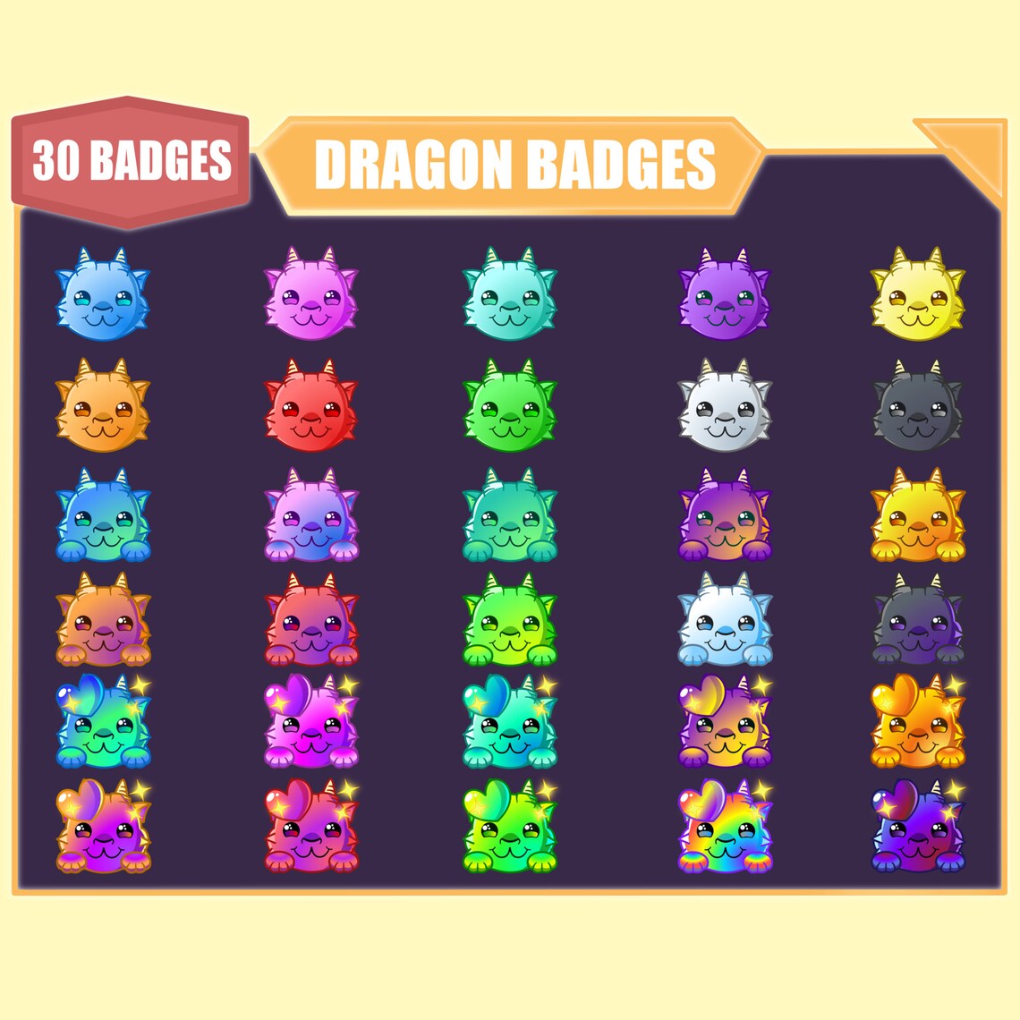 30 Dragon Bit Badges for Twitch Cute Dragon Sub Badges - Etsy