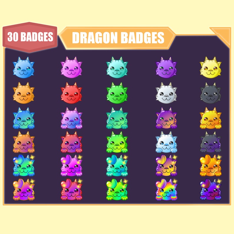 30 Dragon Bit Badges for Twitch | Cute Dragon Sub Badges - Etsy