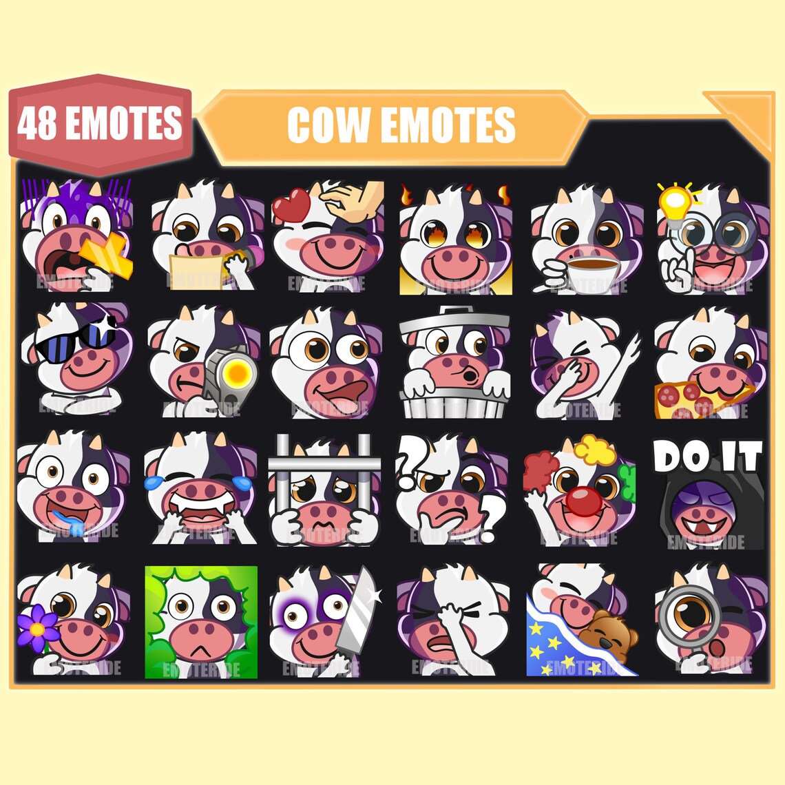 COW Emote Bundle for Twitch Youtube Emotes Discord Emotes Streamer ...