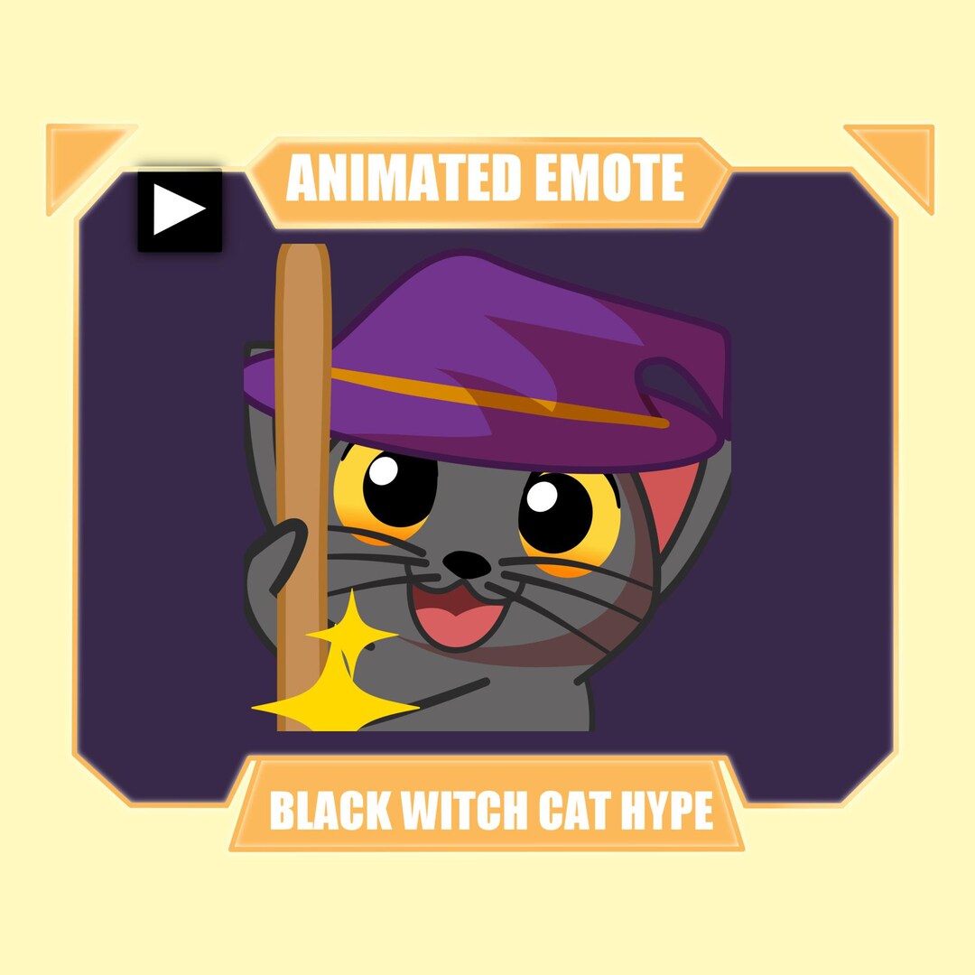 ANIMATED EMOTE Black Witch Cat Hype for Twitch Discord | Halloween ...