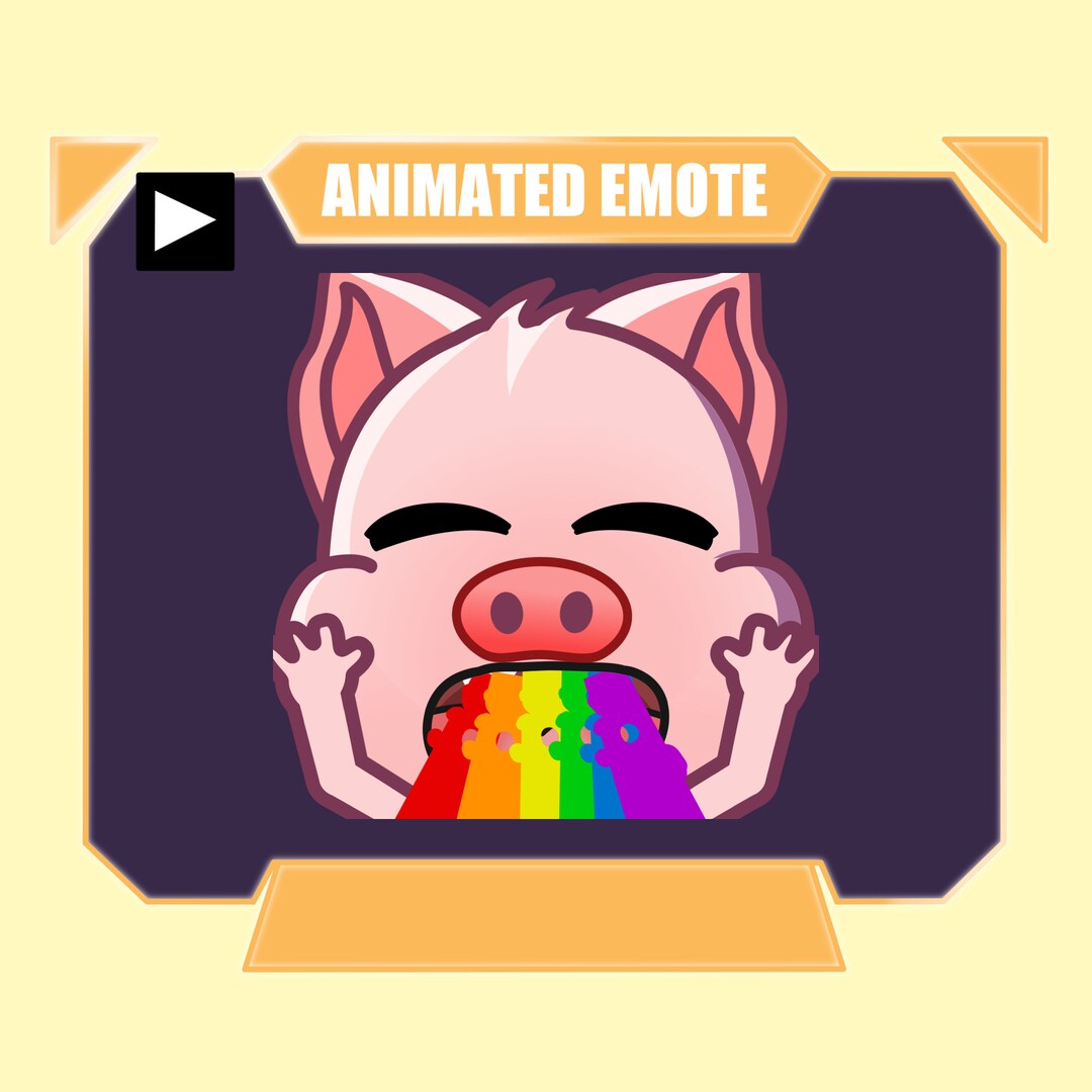 ANIMATED Pig Spitting Rainbow Emote for Twitch Kick Discord Youtube ...