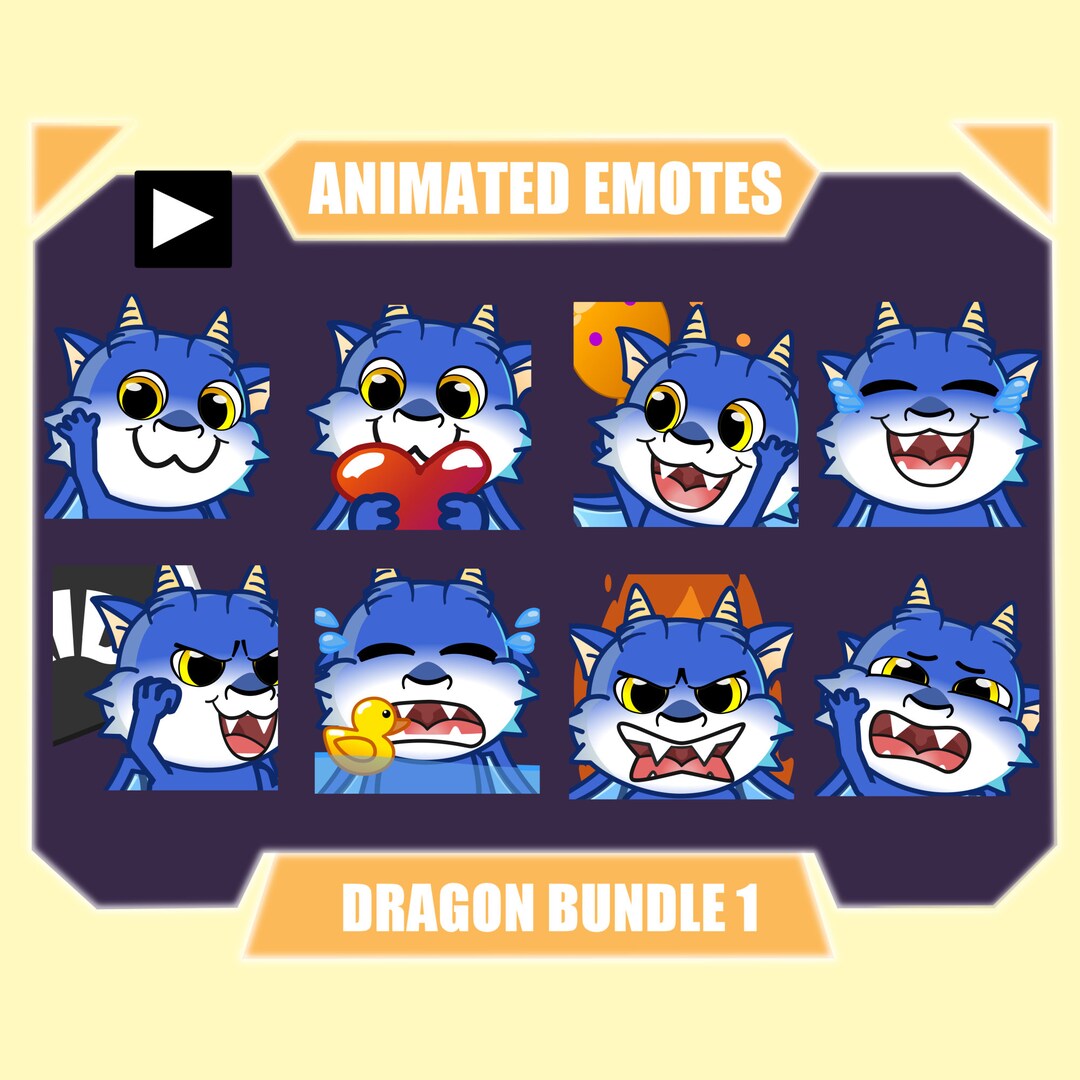BLUE DRAGON ANIMATED Emote Pack for Twitch | Youtube Emotes | Discord ...