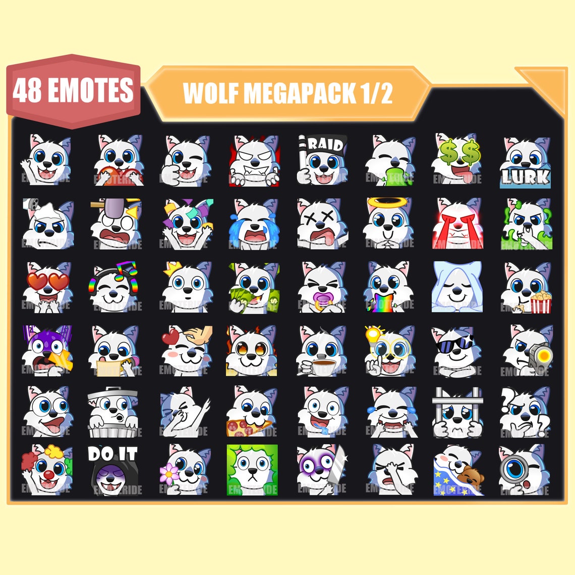 WHITE WOLF Emote Bundle for Twitch Youtube Emotes Discord Emotes ...