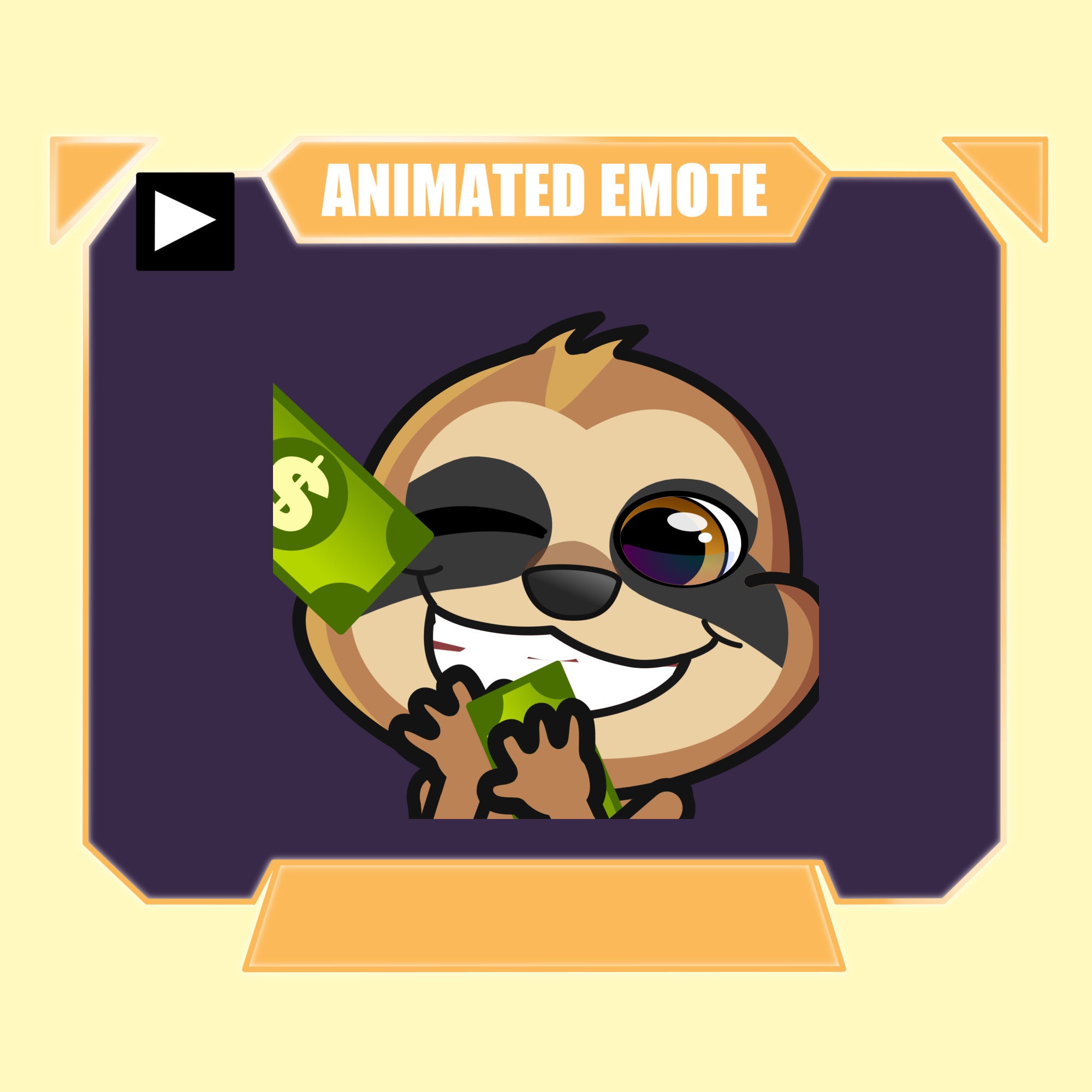 ANIMATED Sloth Throwing Money Emote for Twitch Kick Discord Youtube ...