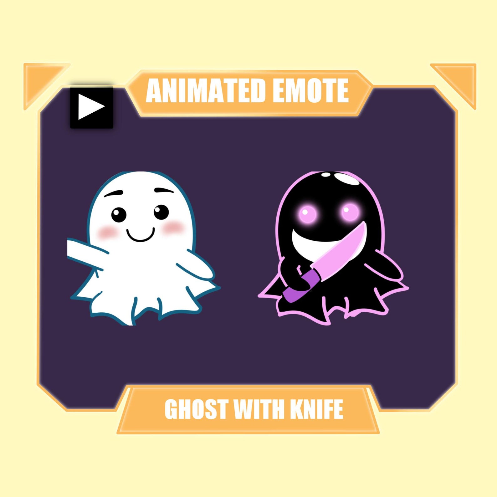 Animated Ghost Emote | Halloween Twitch Emote | Ghost With Knife ...