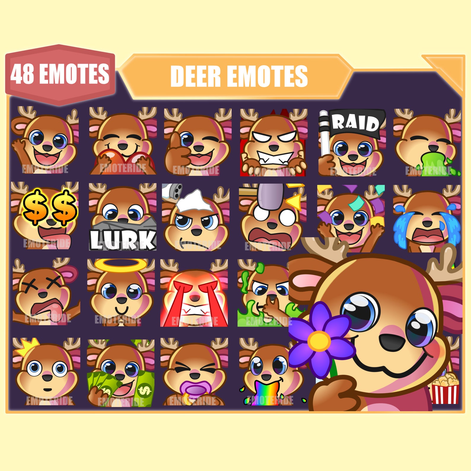 DEER Twitch Emote Bundle Youtube Emotes Discord Emotes Streamer Emotes ...
