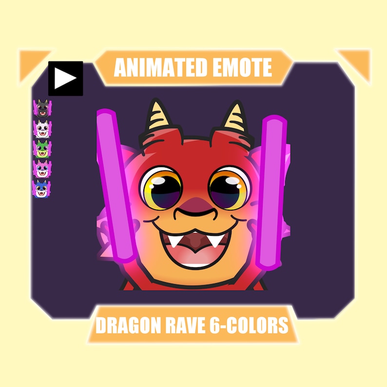 ANIMATED Dragon Rave Emote for Twitch Discord Youtube Stream | Dragon ...