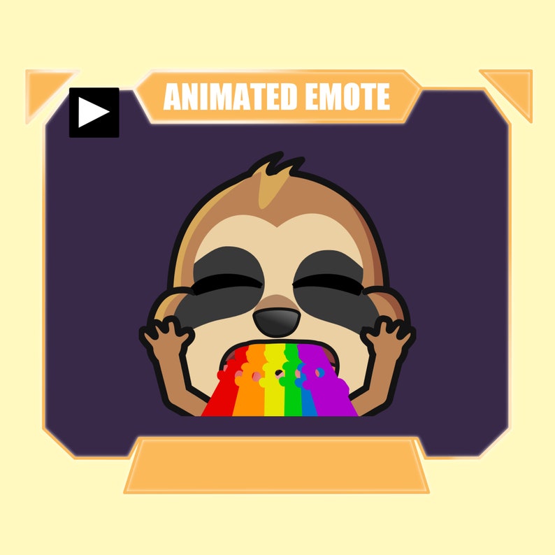 ANIMATED Sloth Puking Rainbow Emote for Twitch Kick Discord Youtube ...