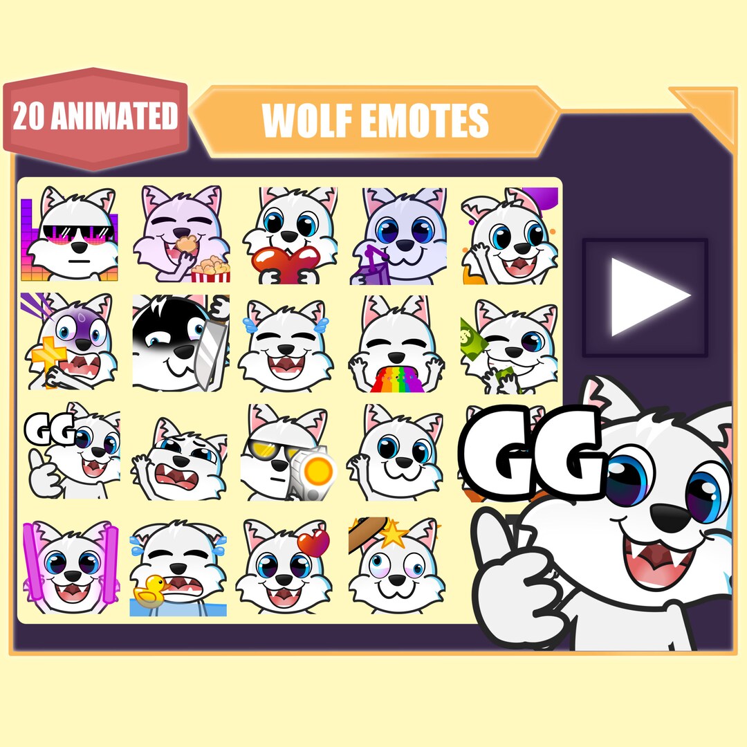 ANIMATED White Wolf Emote Bundle for Twitch | Youtube Emotes | Discord ...