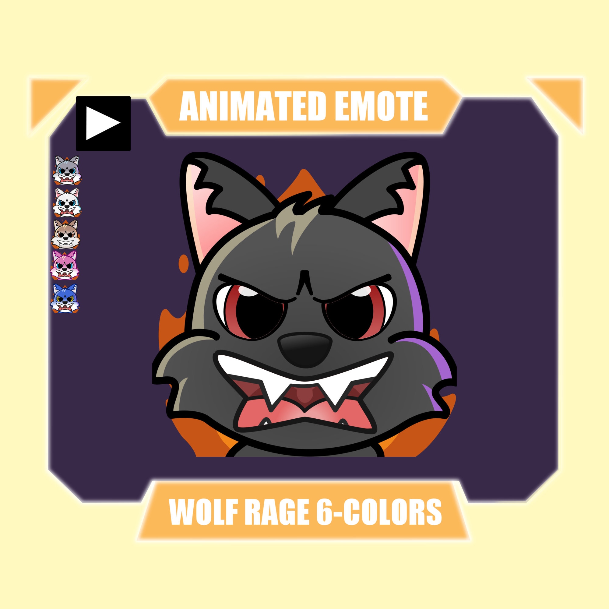ANIMATED Wolf Angry Emote for Twitch Discord Youtube Streaming Cute ...