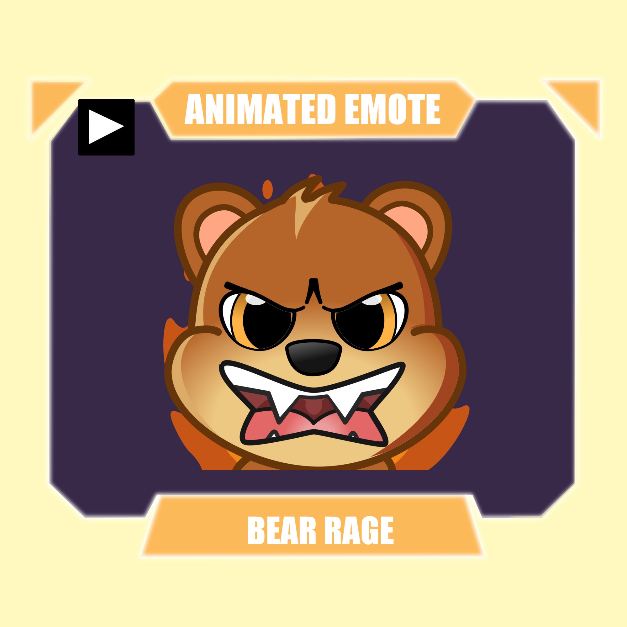 ANIMATED Angry Bear Emote for Twitch Discord Youtube Stream | Brown ...