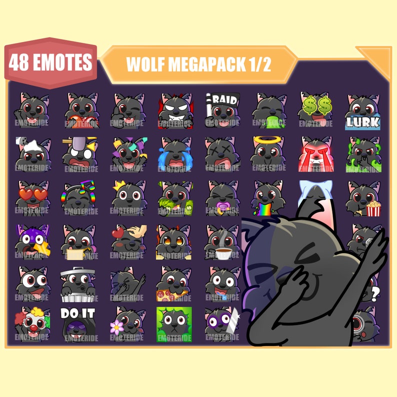 BLACK WOLF Emote Bundle for Twitch Youtube Emotes Discord Emotes ...