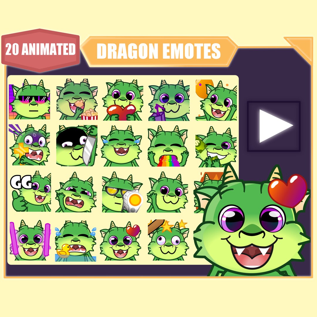 ANIMATED Green Dragon Emote Bundle for Twitch | Youtube Emotes ...