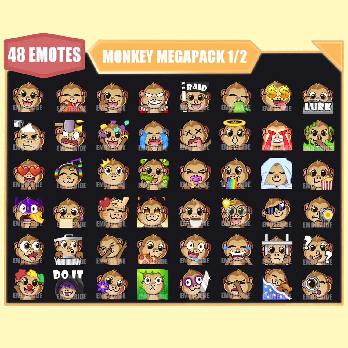 MONKEY Emote Bundle for Twitch | Youtube Emotes | Discord Emotes ...