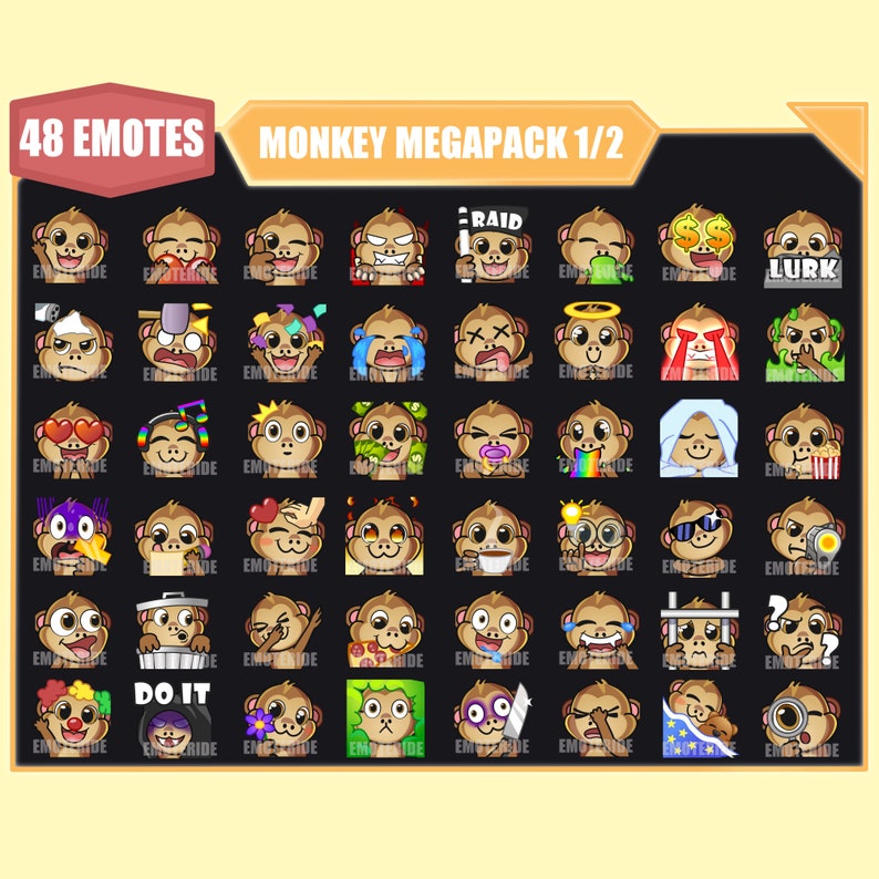 MONKEY Emote Bundle for Twitch Youtube Emotes Discord Emotes Streamer ...