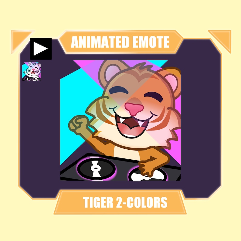 ANIMATED Tiger DJ Play Music Emote for Twitch Kick Discord Youtube ...