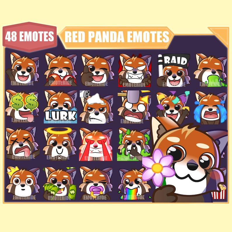RED PANDA Emote Bundle for Twitch Youtube Emotes Discord Emotes ...